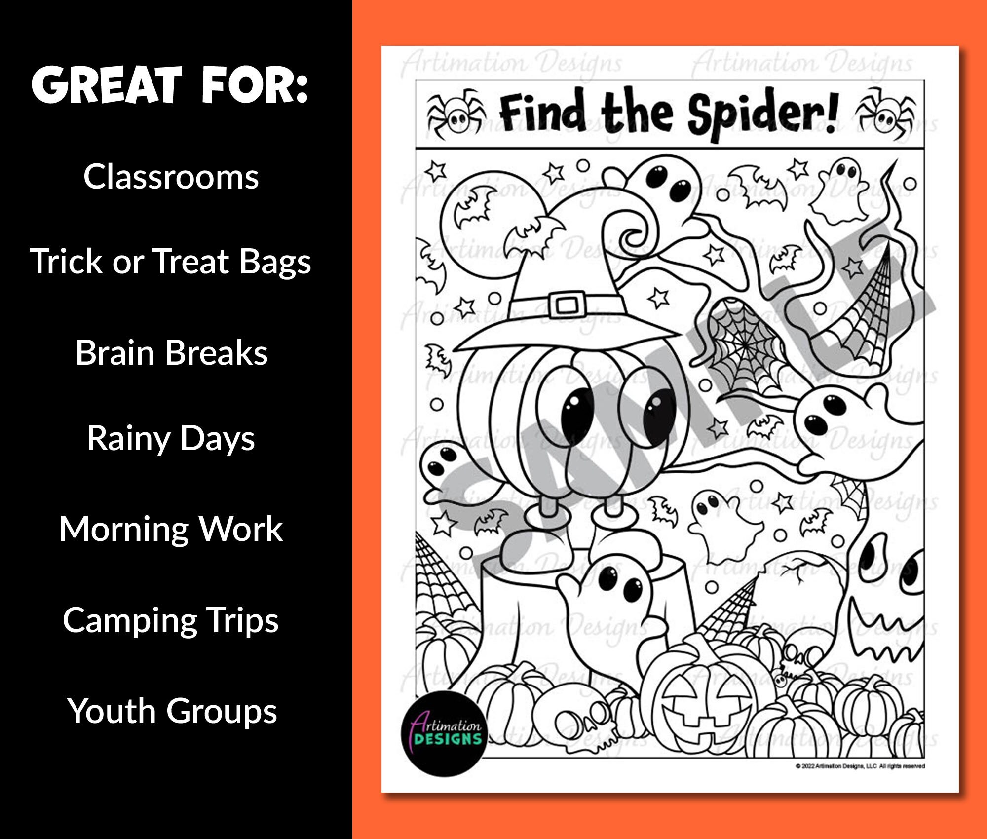 Printable Halloween Seek and Find Coloring Pages: Spooky Fall Kids ...