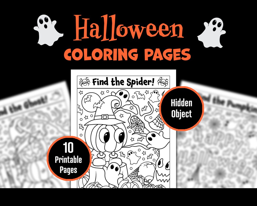 Printable Halloween Seek and Find Coloring Pages: Spooky Fall Kids ...
