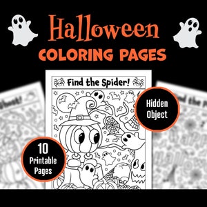 Printable Halloween Seek and Find Coloring Pages: Spooky Fall Kids ...