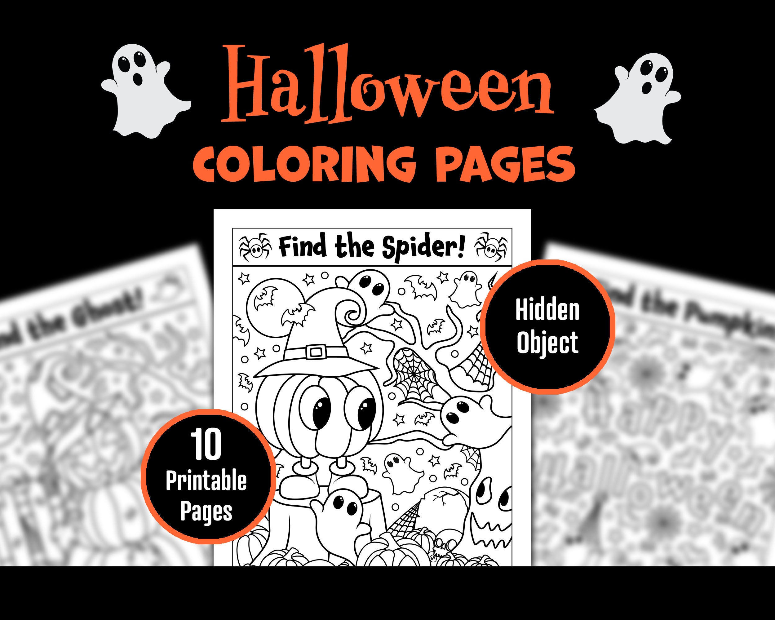 Printable Halloween Seek and Find Coloring Pages: Spooky Fall Kids ...