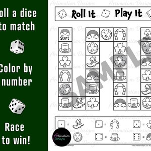 Printable St Patricks Day Dice Game for Kids Roll and Color - Etsy