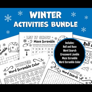 Printable Winter Games for Kids: Roll and Race Dice Game - Word Scramble Coloring Pages ...