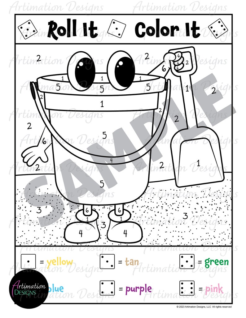 Color by Number Roll a Dice Coloring Pages for Kids Dice - Etsy