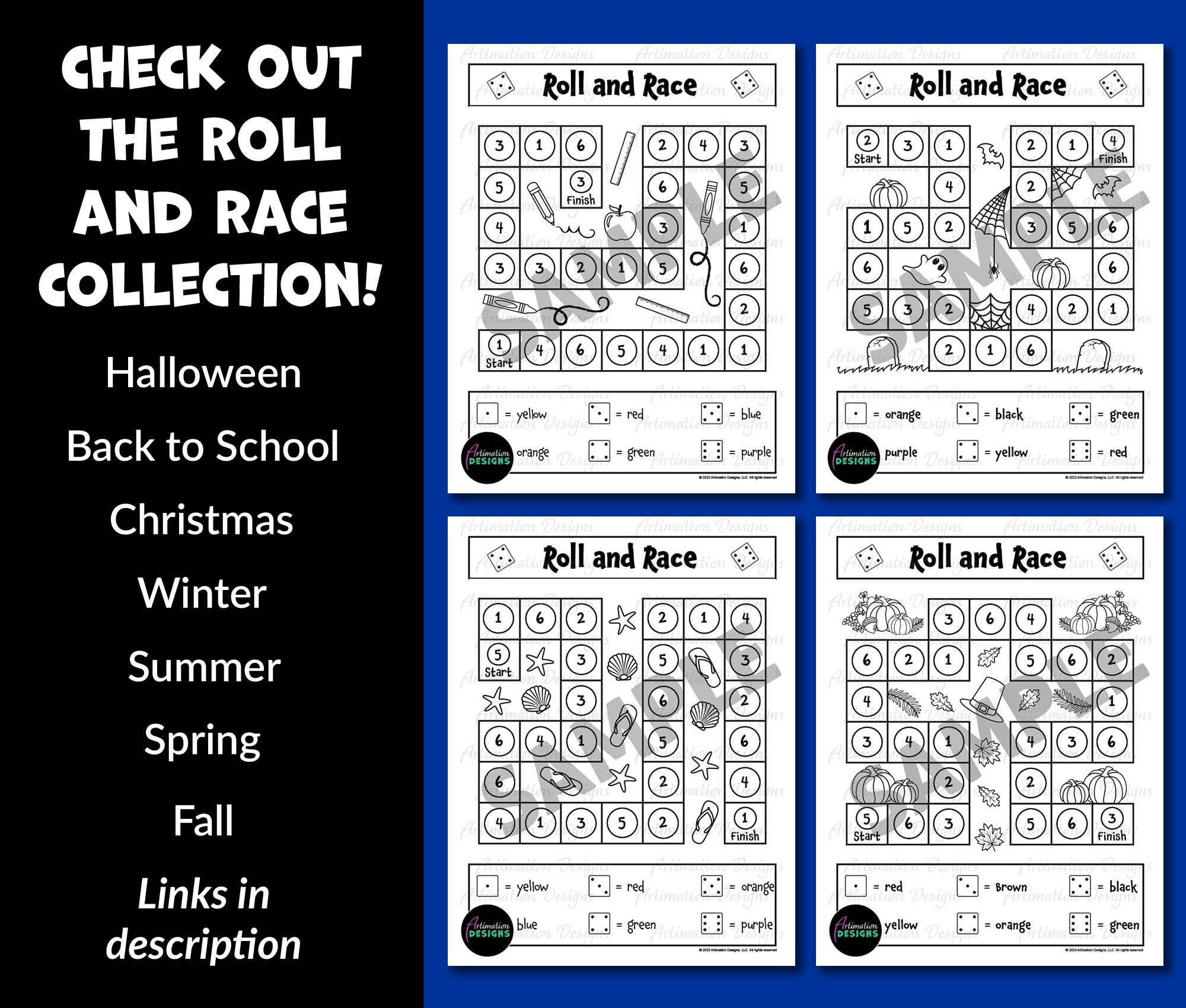 Printable Roll and Race Dice Game: Fun Color by Number Activity - Do a ...