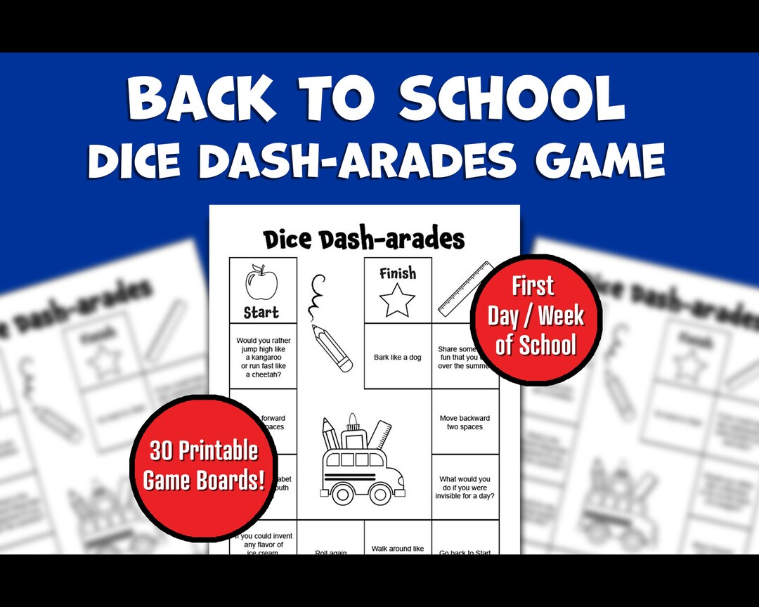 Printable Back to School Dice Game: Fun First Day of School Classroom ...