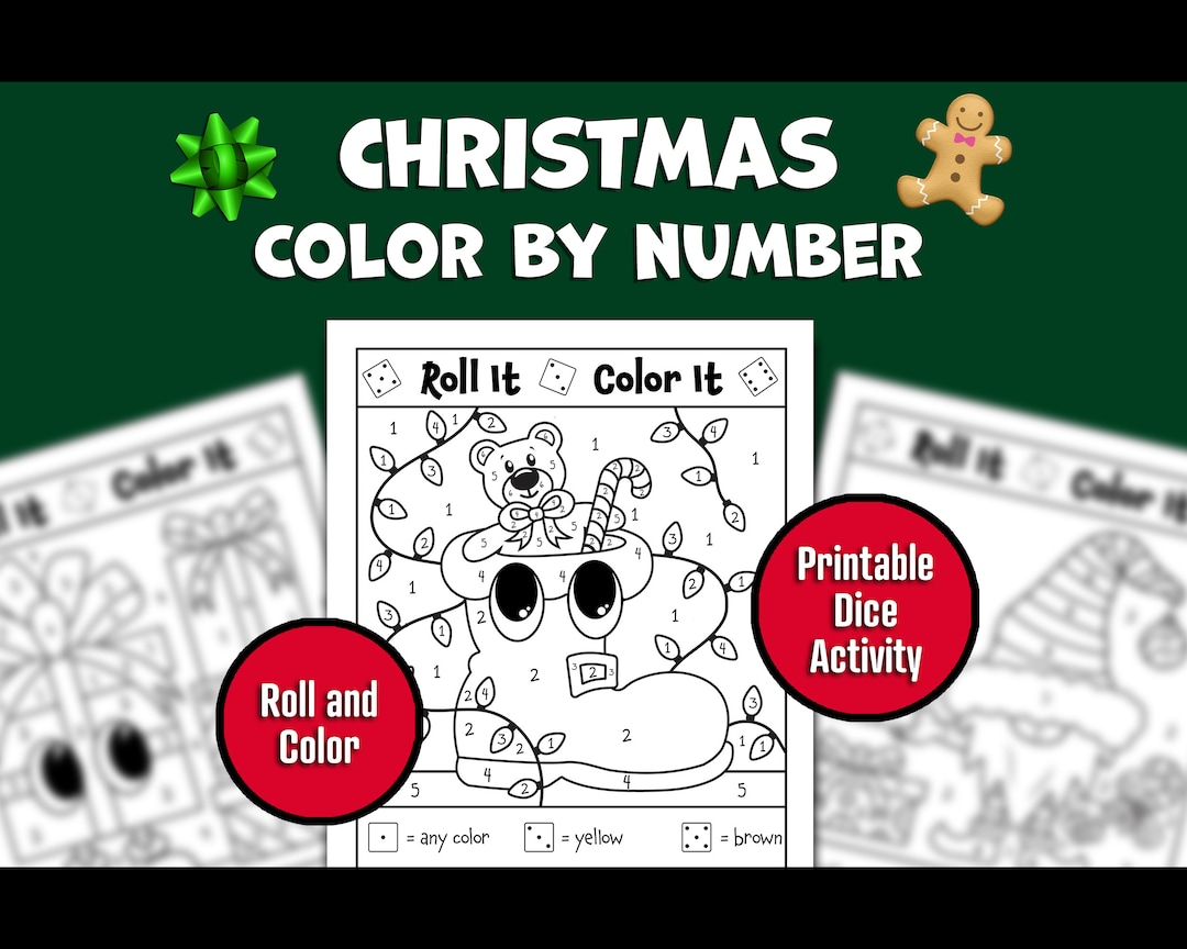 Printable Christmas Color by Number: Roll and Color Dice Game for Kids ...