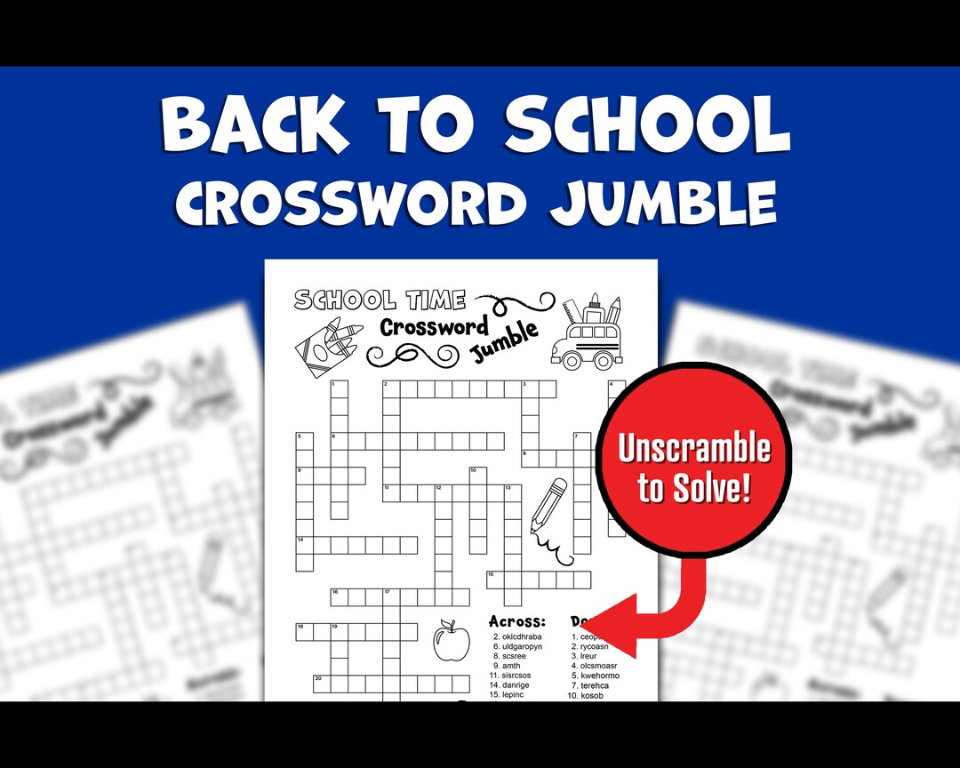 Printable Back to School Crossword Puzzle: Fun First Day of School Kids ...