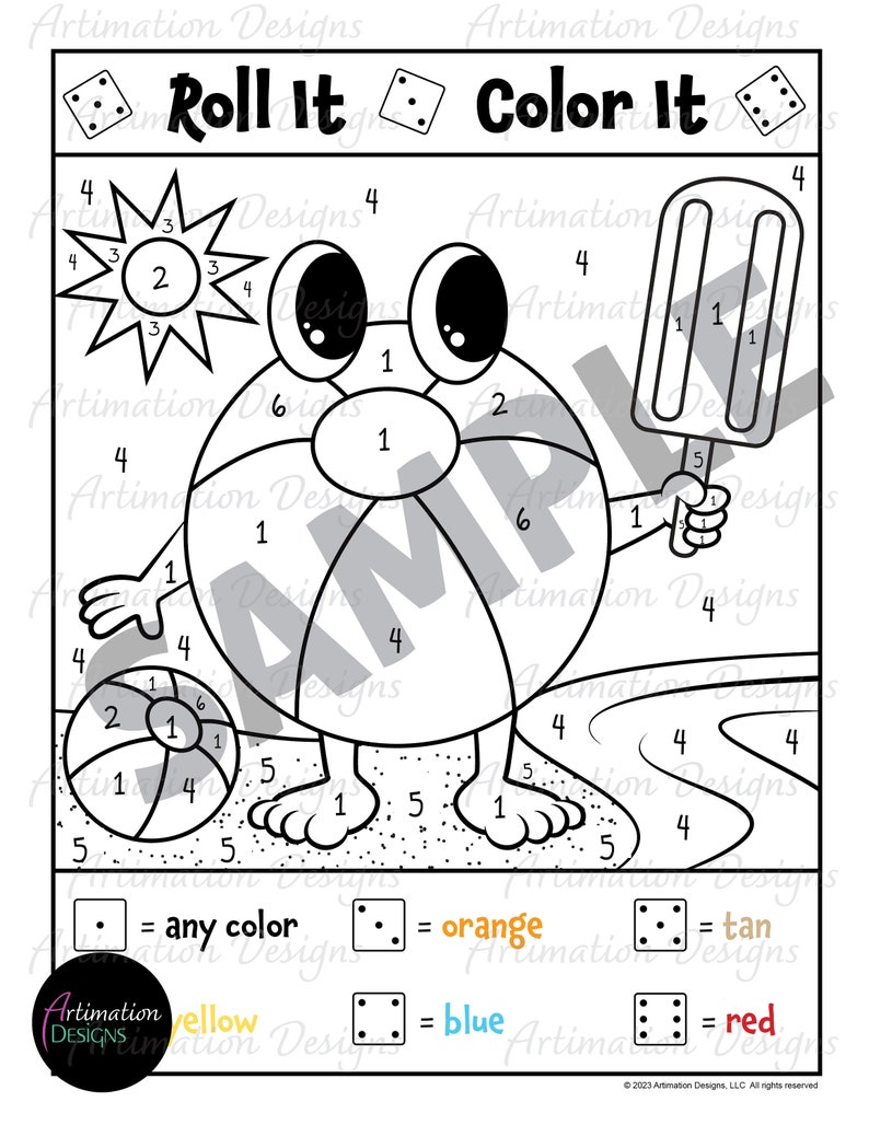 Color by Number Roll a Dice Coloring Pages for Kids Dice - Etsy