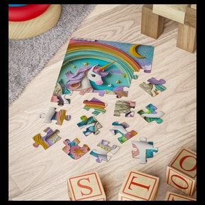 Rainbow Unicorn Puzzle: Cute Fantasy Horse Gift for Kids - Educational ...