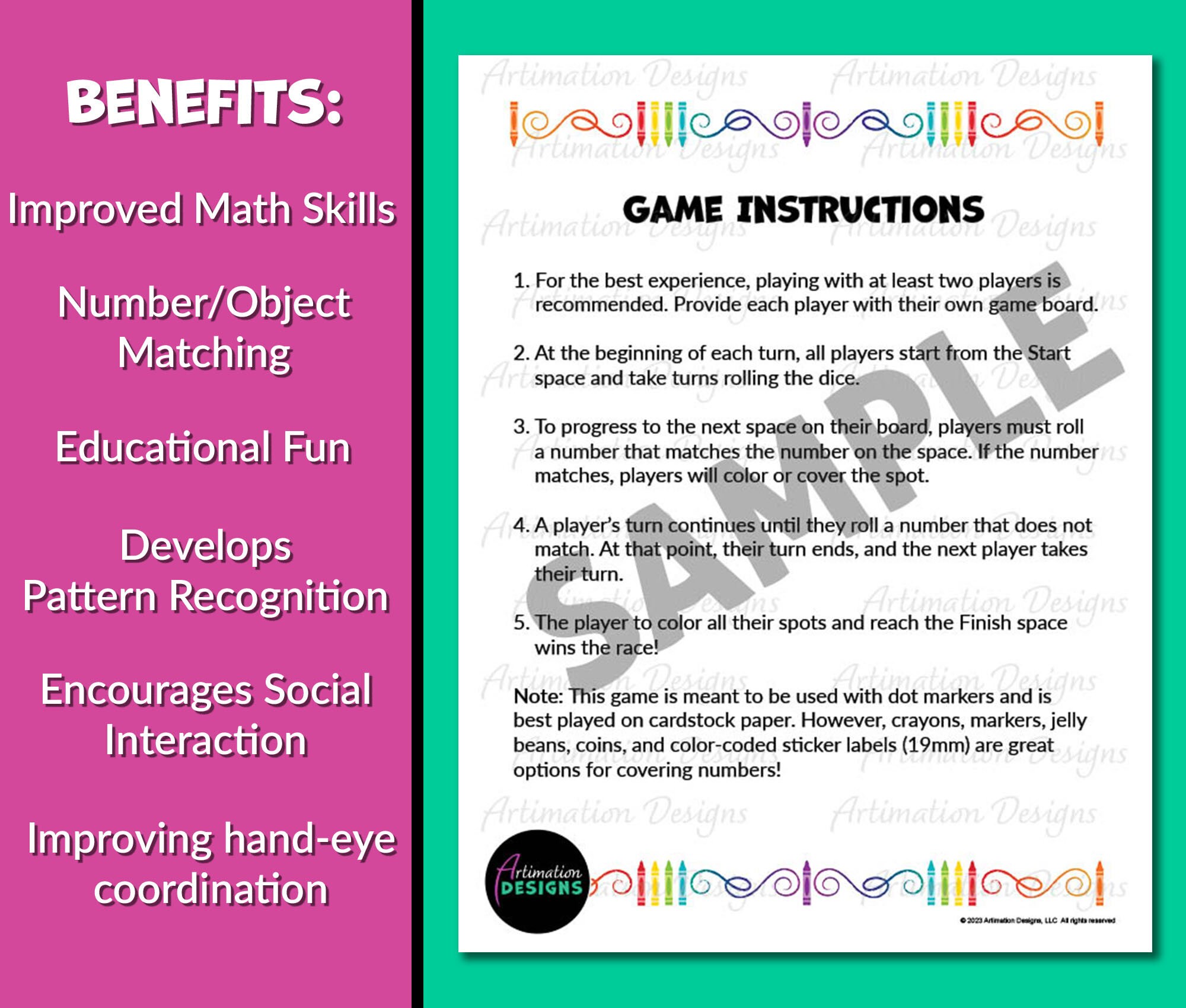 Printable Roll and Race Dice Game: Summer Fun Color by Number for Kids ...