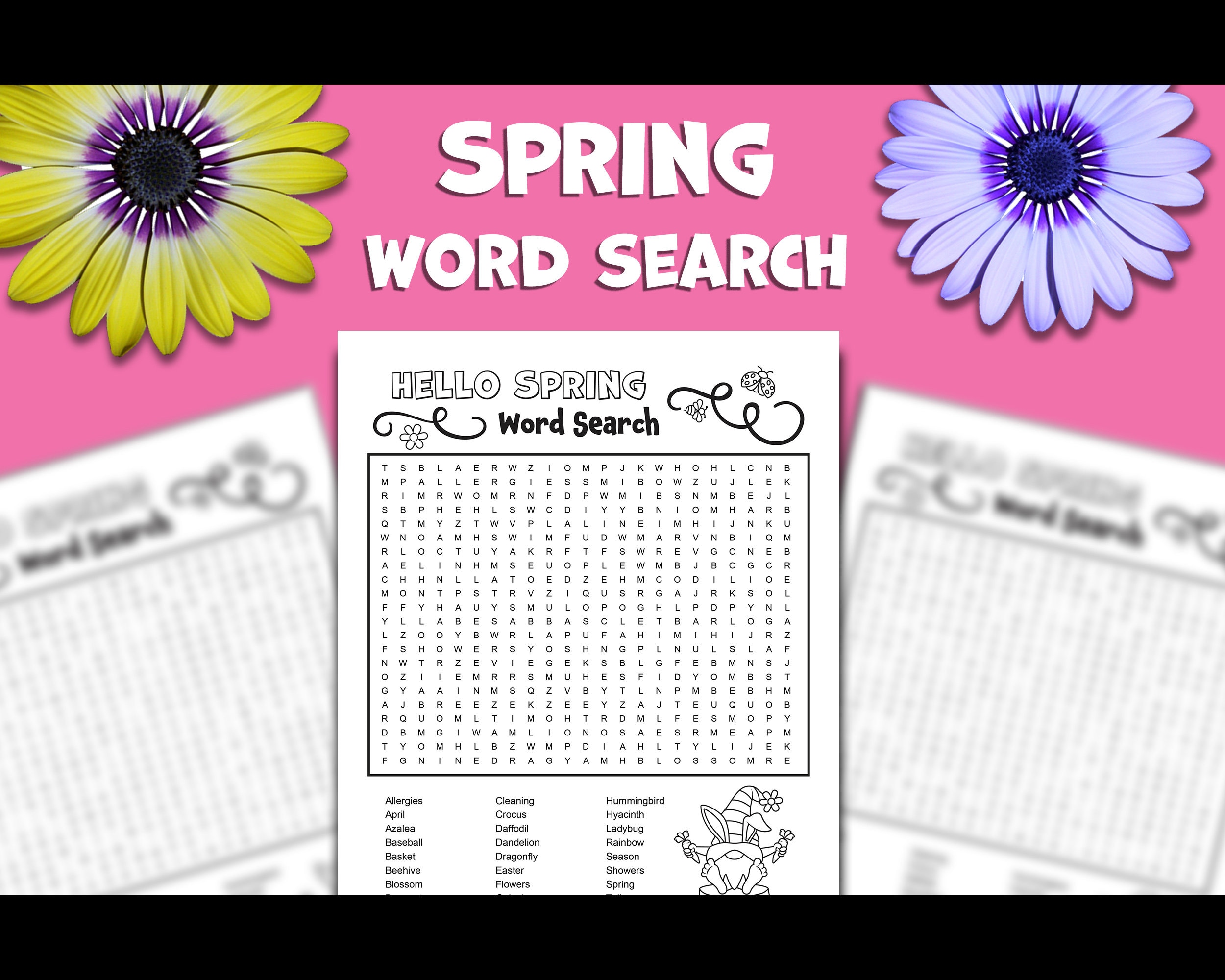 Spring Printables: Word Search Puzzle for Kids, Party Games for Adults ...