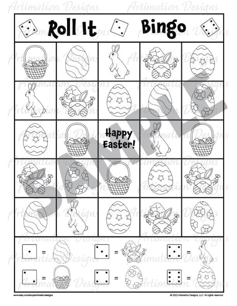 Printable Easter Bingo Dice Game, Roll and Cover Math Game for Kids ...