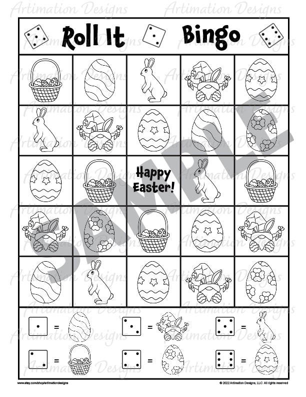 Printable Easter Bingo Dice Game, Roll and Cover Math Game for Kids ...