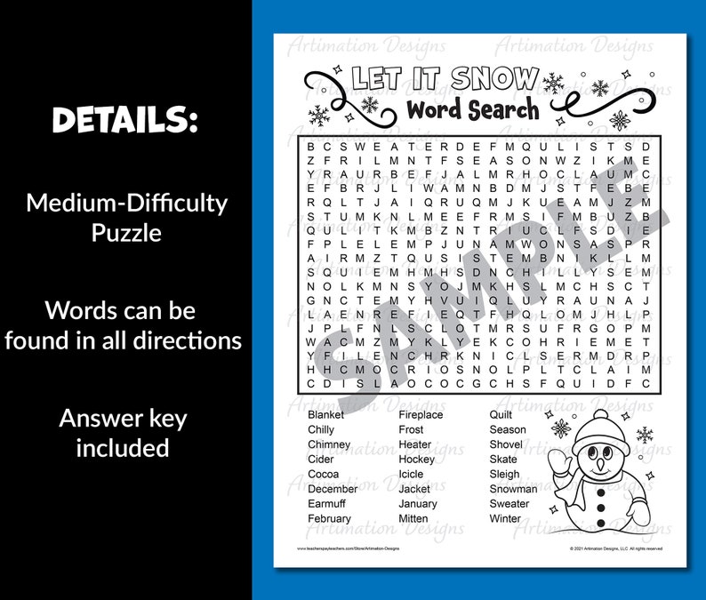 Printable Winter Games for Kids: Roll and Race Dice Game - Word ...