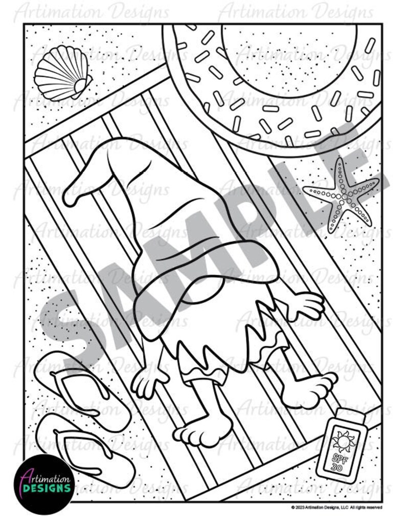 Printable Summer Gnome Coloring Pages: Fun Kids Educational Activity ...