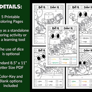 St Patricks Day Printable Games, Kids Color by Number, Roll and Race ...