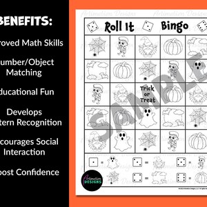 Printable Halloween Bingo: Fun Roll and Cover Dice Game for Kids - Fall ...