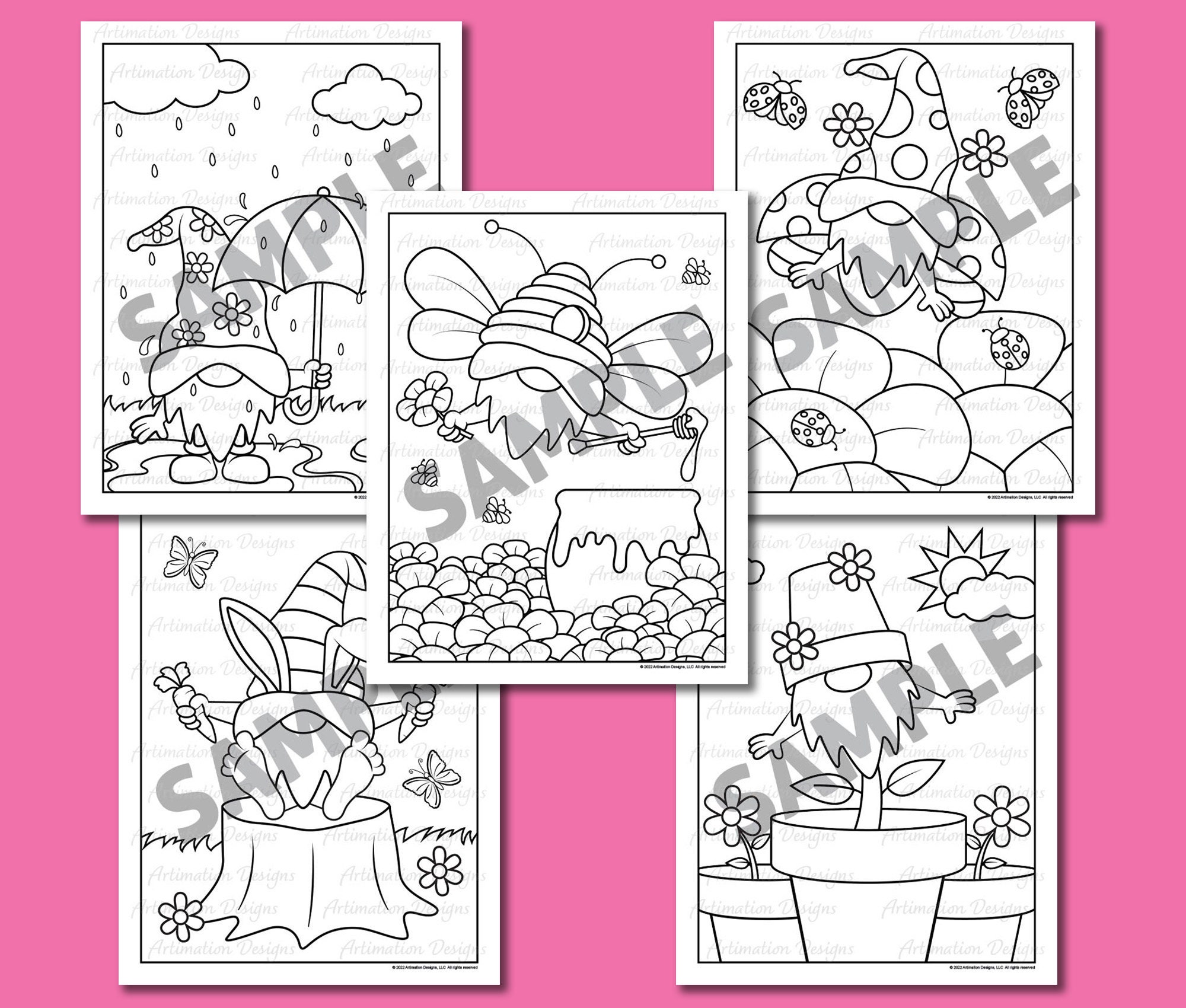 Printable Spring Activities: Gnome Coloring Pages, Bingo Roll and Cover ...