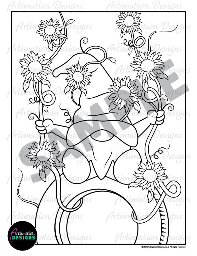 Printable Summer Gnome Coloring Pages: Fun Stress Relief Activity for ...