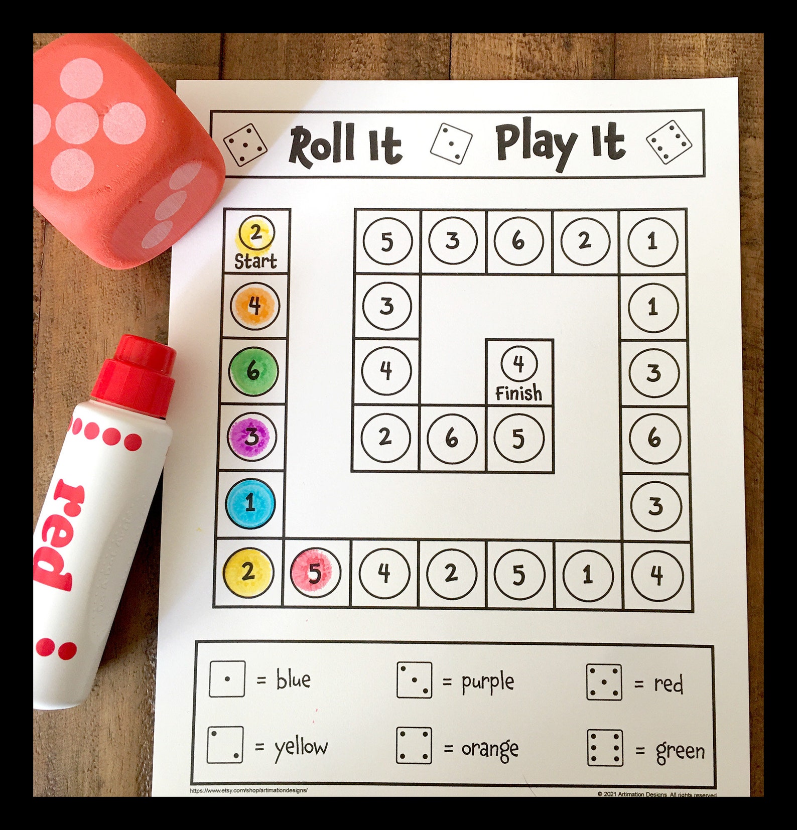Printable Roll and Race Dice Game: Fun Color by Number Activity - Do a ...