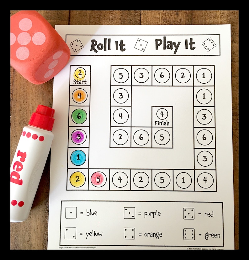 Printable Roll and Race Dice Game: Fun Color by Number Activity - Do a ...