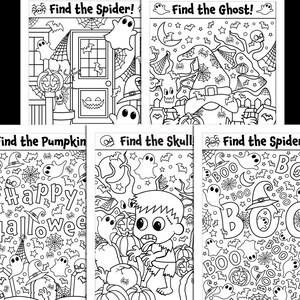 Printable Halloween Seek and Find Coloring Pages: Spooky Fall Kids ...