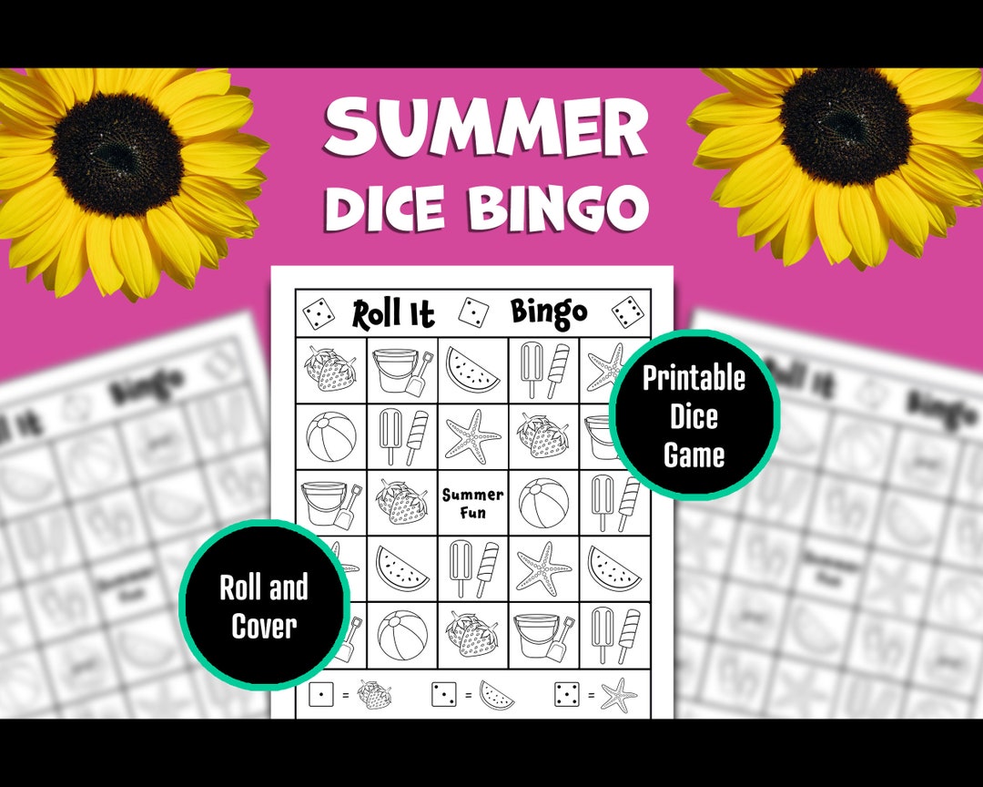 Summer Printable Bingo Dice Game: Roll and Cover Kids Activity ...