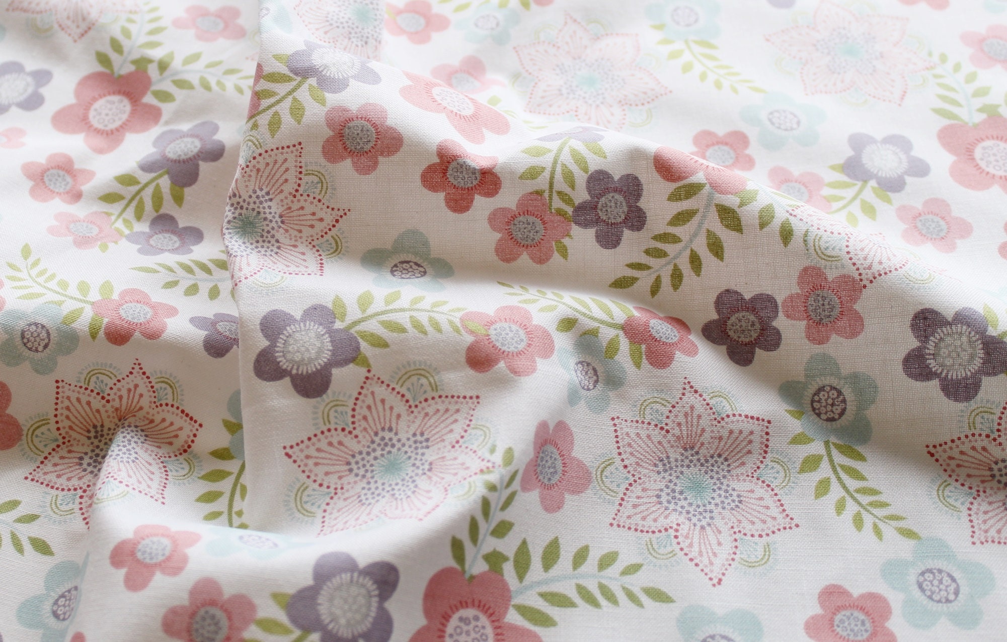 Pastel Floral Cotton Fabric 100% Cotton Fabric Quilting | Etsy