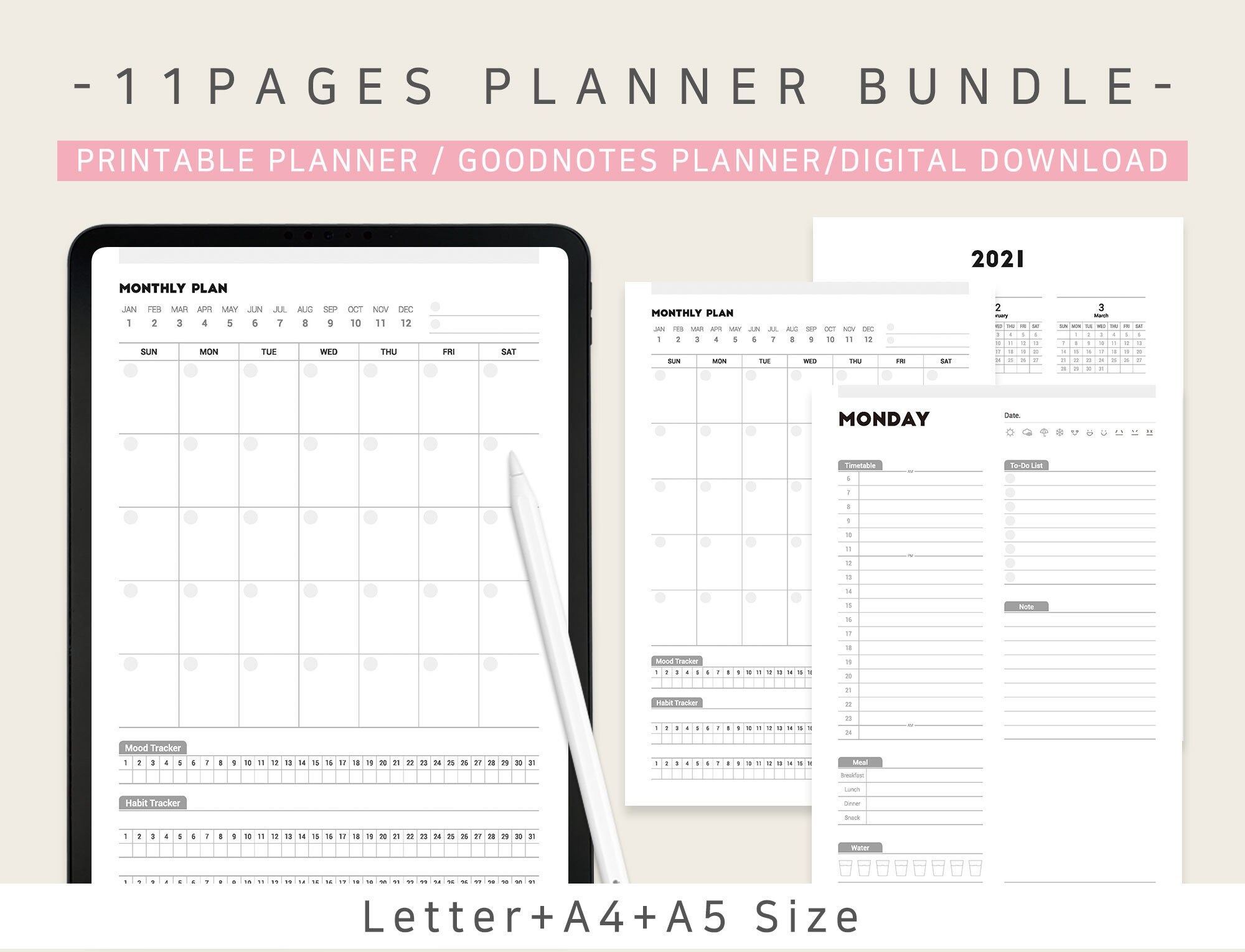 Printable Planner, Goodnotes Planner, Monthly Planner, Daily Planner ...