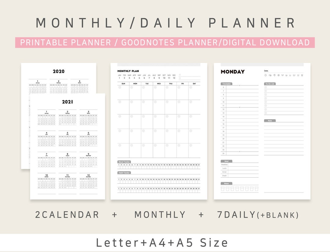 Printable Planner, Goodnotes Planner, Monthly Planner, Daily Planner ...