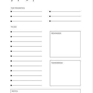 Black and White Minimalist to Do List - Etsy