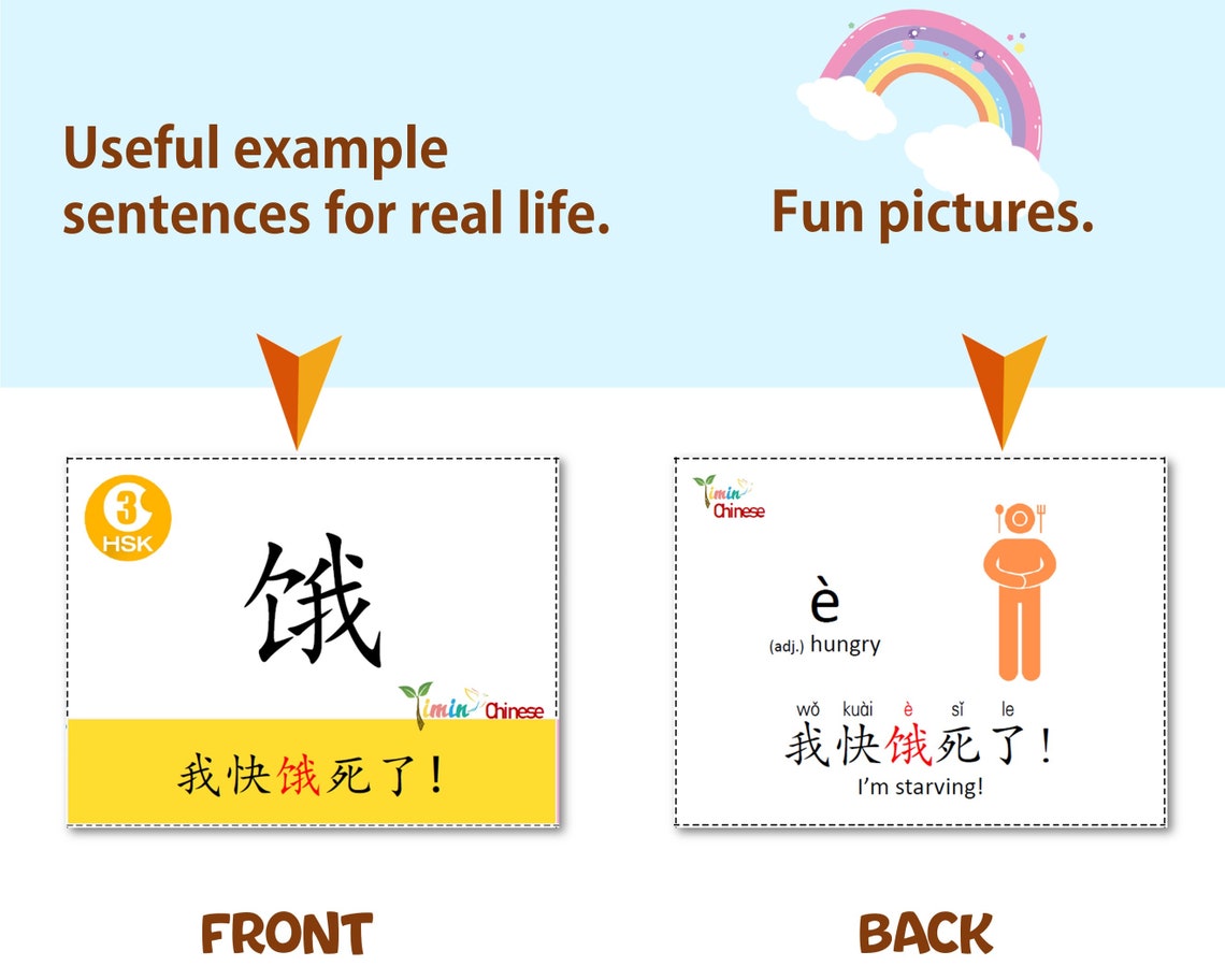 Serious HSK3 Flashcards (300 HSK3 Words+ Sentences/color Coded/double ...