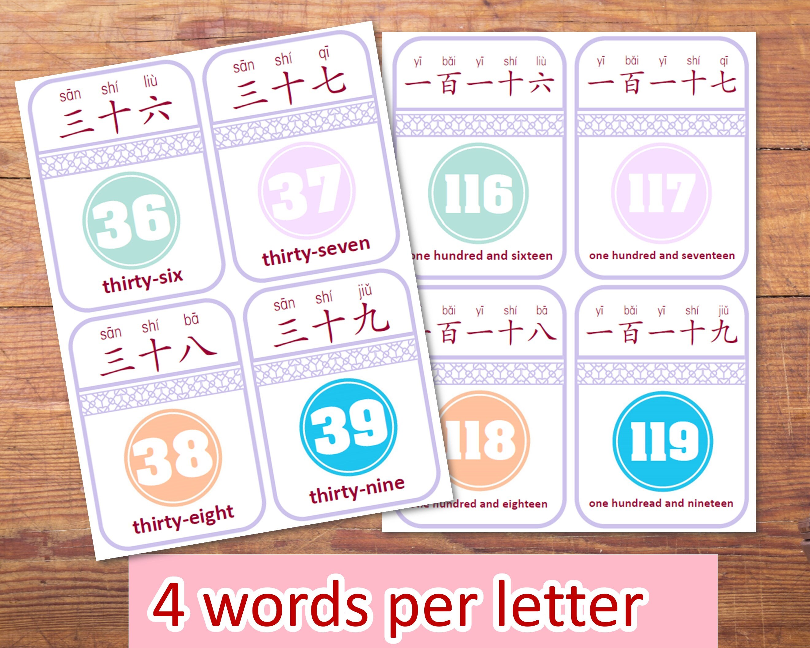 Chinese Numbers 0-120 Flashcards PDF - Etsy