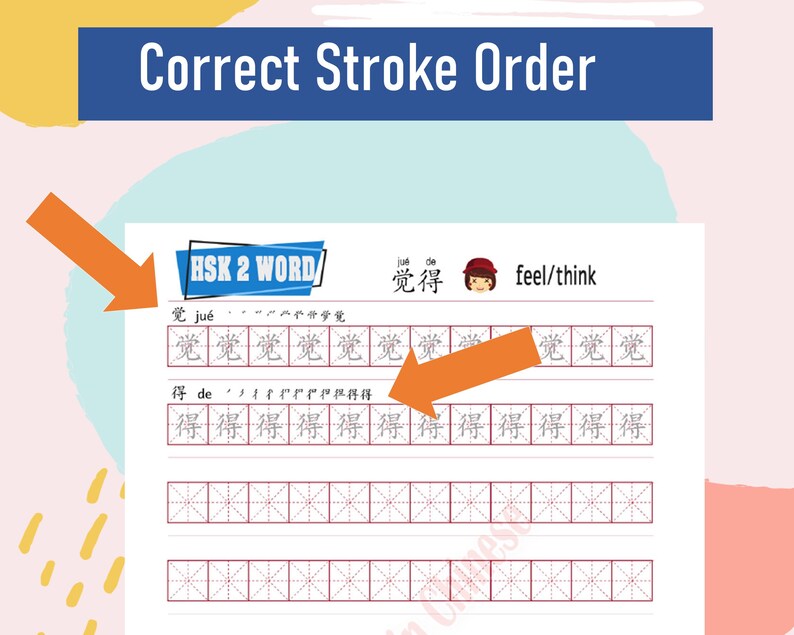 Chinese HSK2 Character Writing Worksheets150 Wordsstroke - Etsy