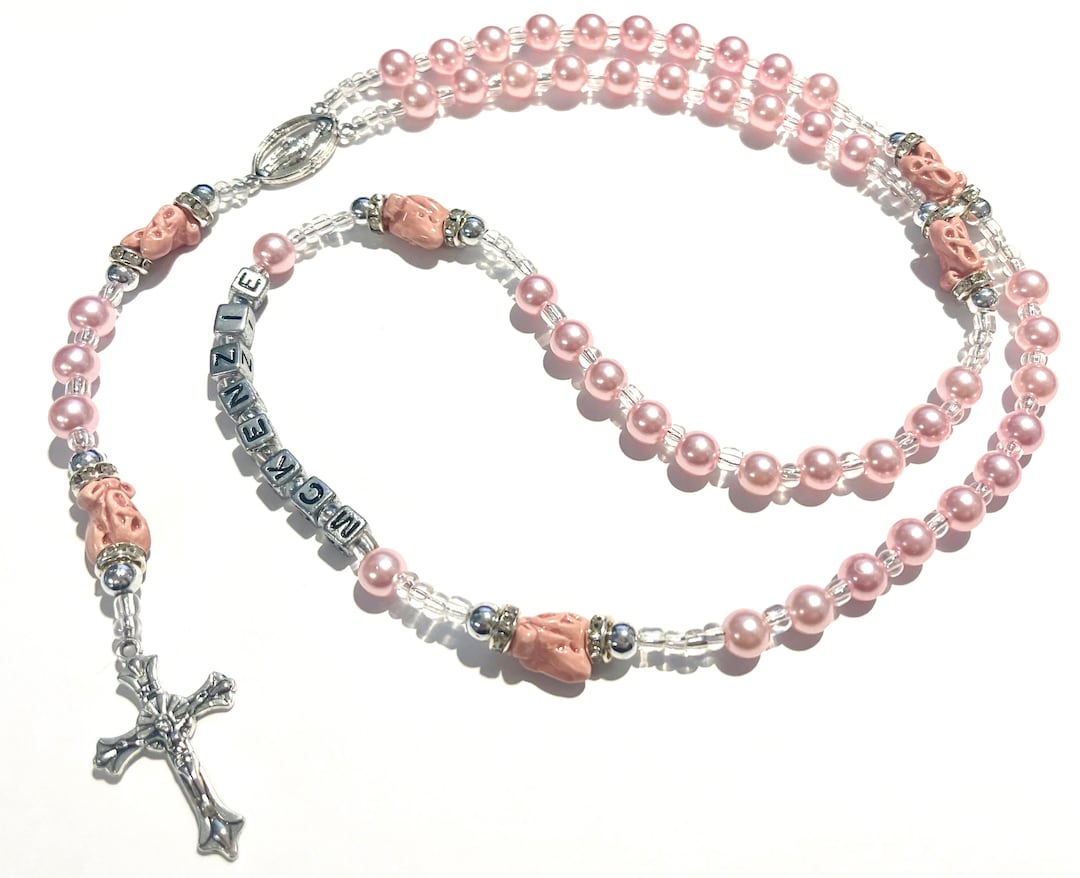Pink Ballet Dance Girls Rosary With Name First Communion - Etsy