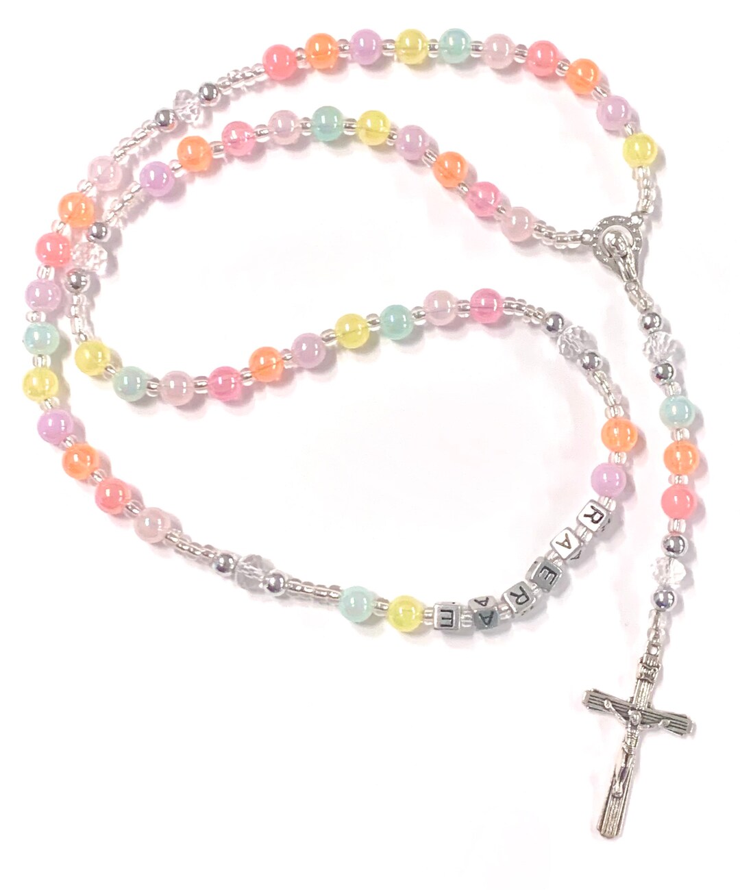 Rainbow Bubble Girls First Communion Rosary Personalized Name - Etsy