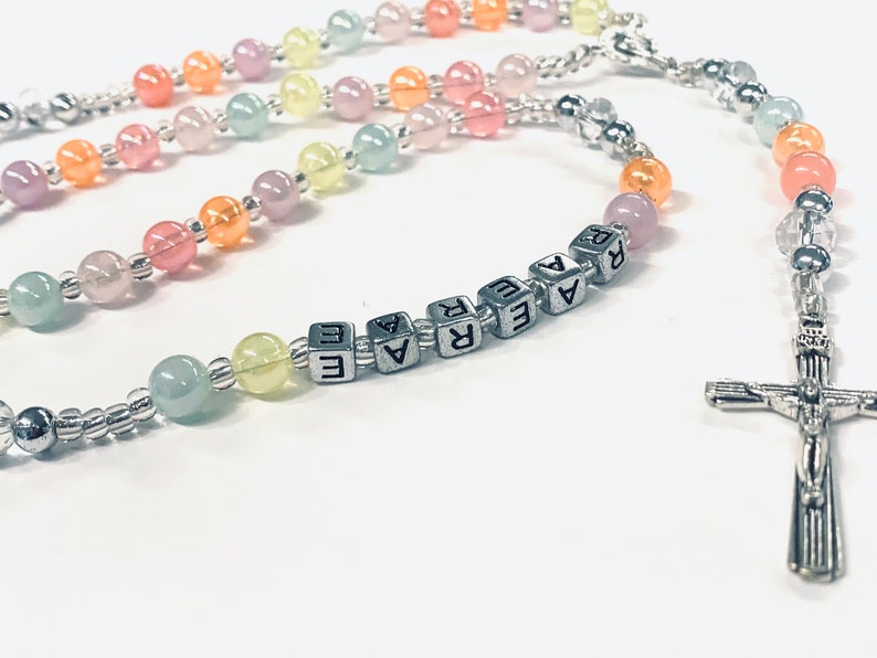 Rainbow Bubble Girls First Communion Rosary Personalized Name - Etsy