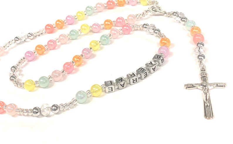 Rainbow Bubble Girls First Communion Rosary Personalized Name - Etsy