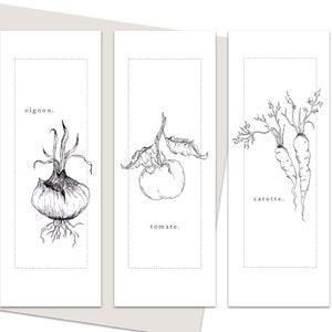 Printable Bookmarks | Digital Simple Botanical Bookmark | Vegetables ...