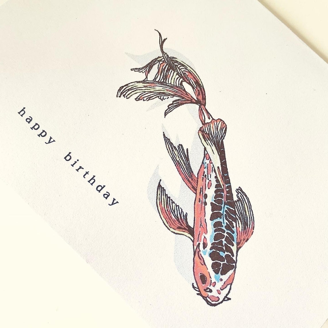 Printable Koi Birthday Card | Fish Card | Printable Card | Simple Koi ...