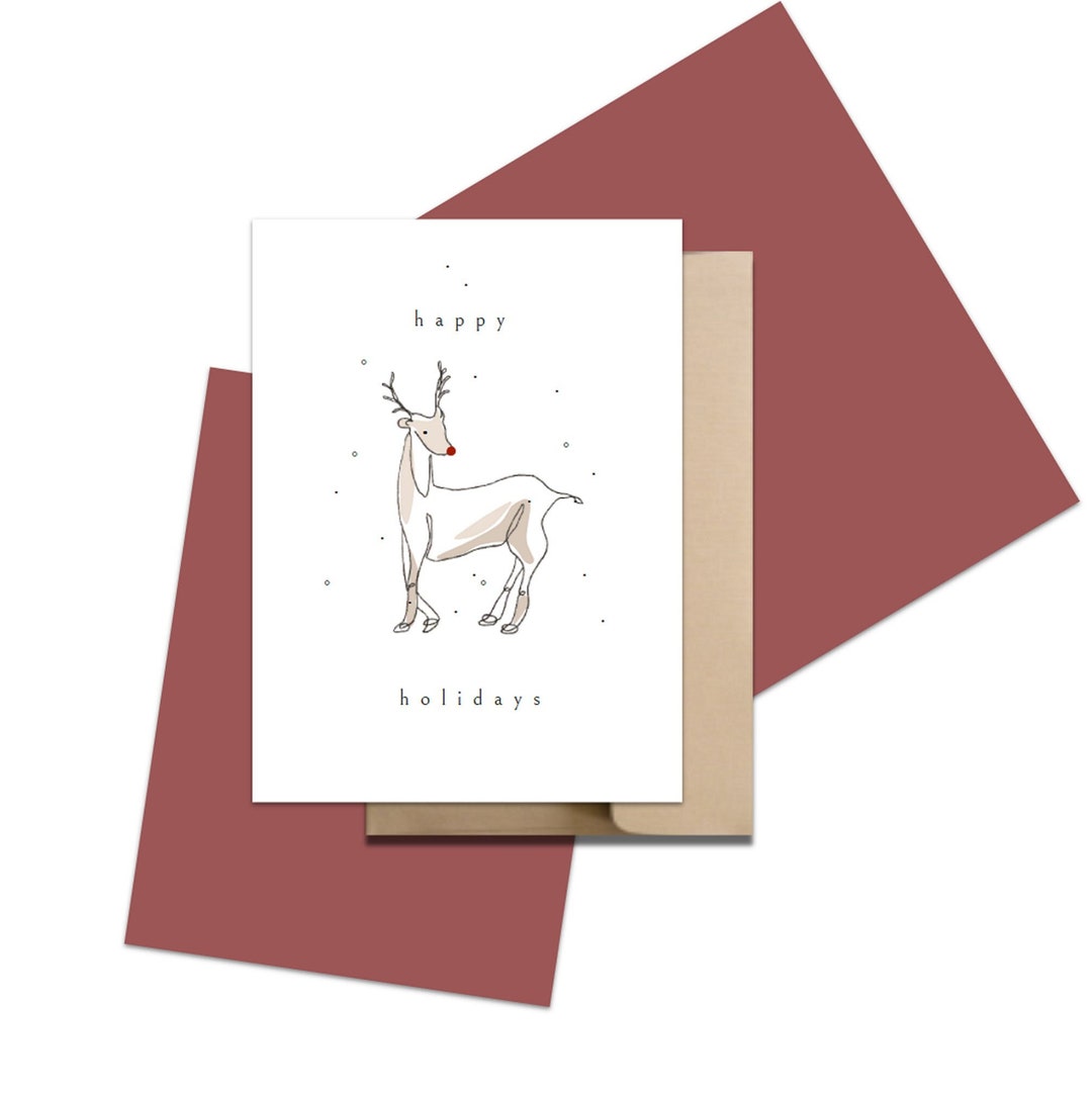 Printable Reindeer Holiday Card Digital Christmas New Years Card ...