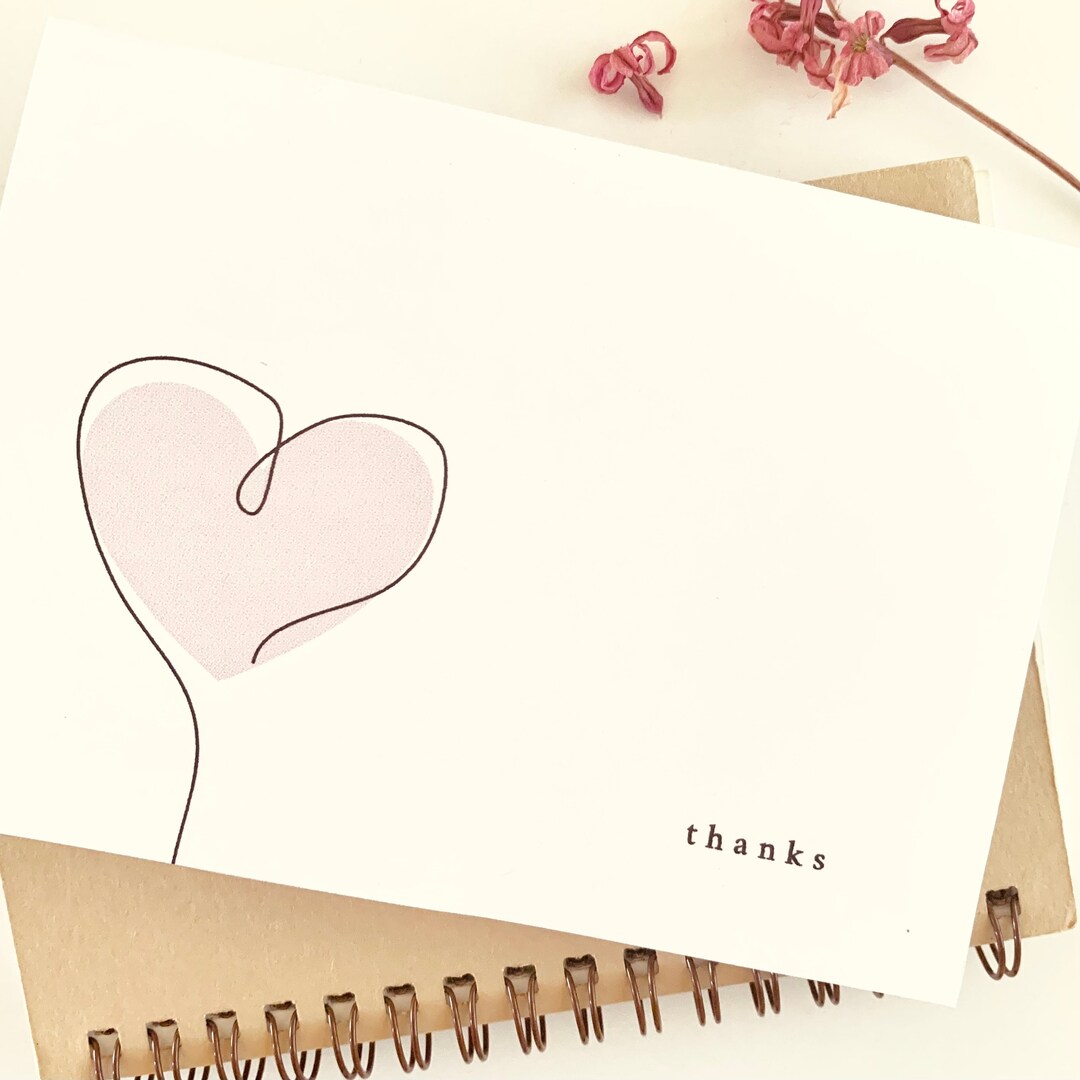 Printable Heart Card | Minimal Card | Digital Card | Thank You Card ...