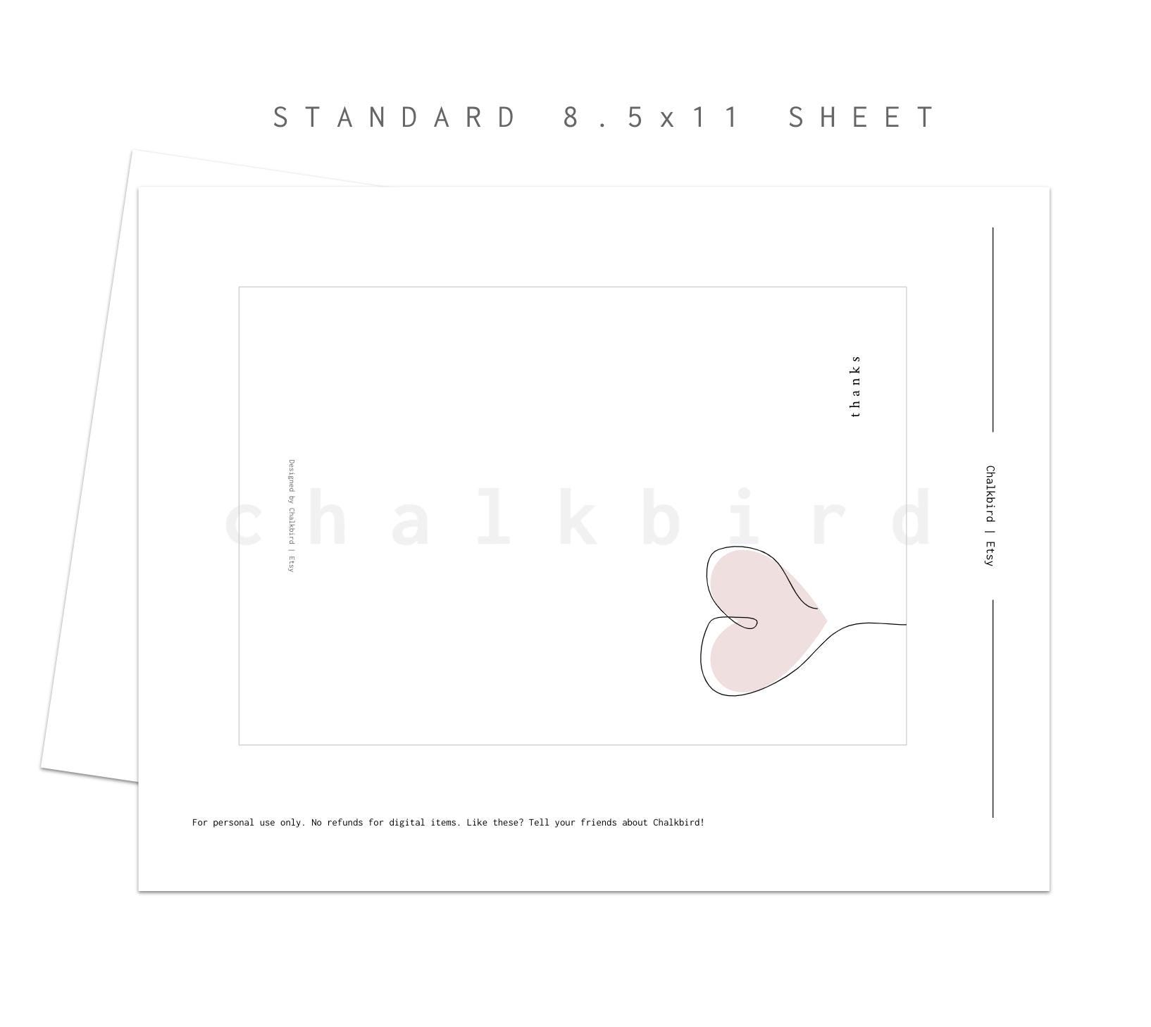 Printable Heart Card | Minimal Card | Digital Card | Thank You Card ...