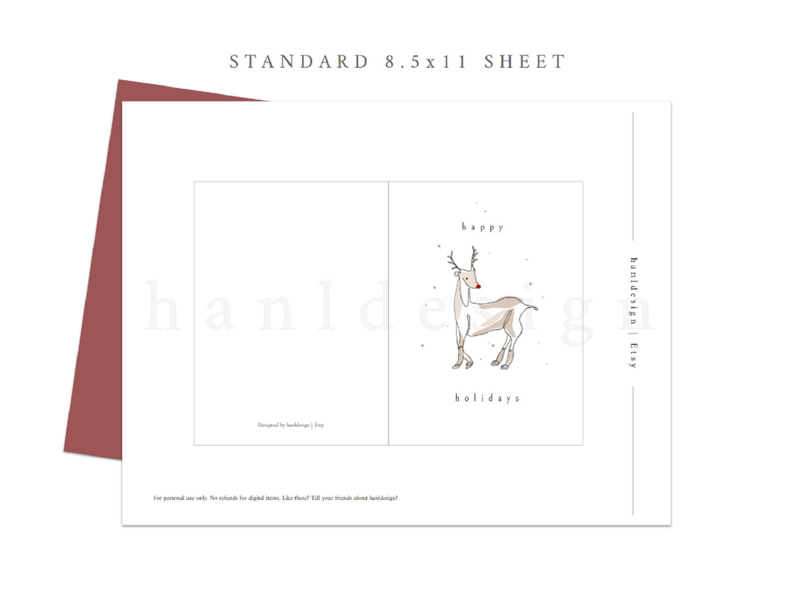 Printable Reindeer Holiday Card | Digital Christmas New Years Card ...