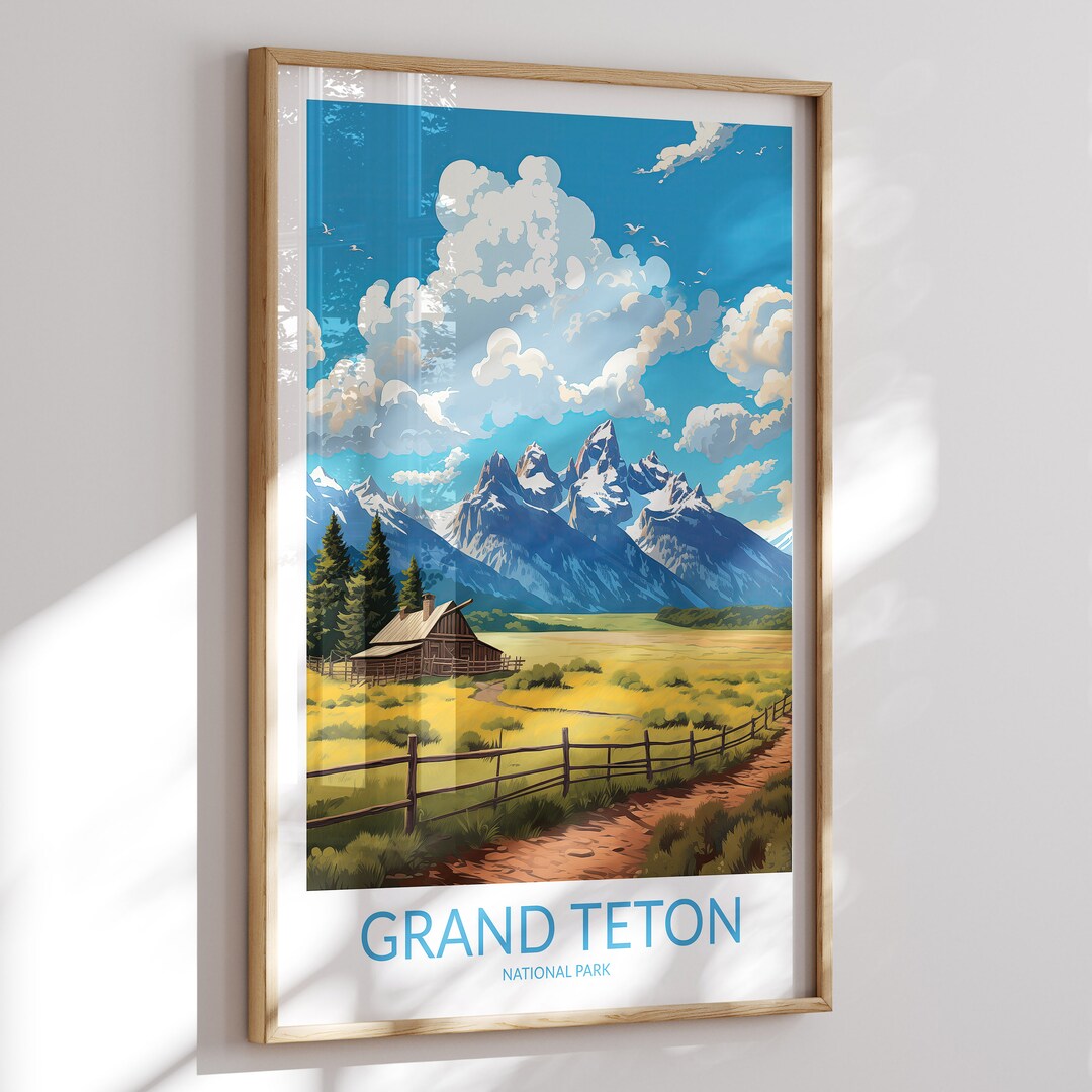 Grand Teton Print No 1, National Park Grand Teton Poster, Grand Teton ...
