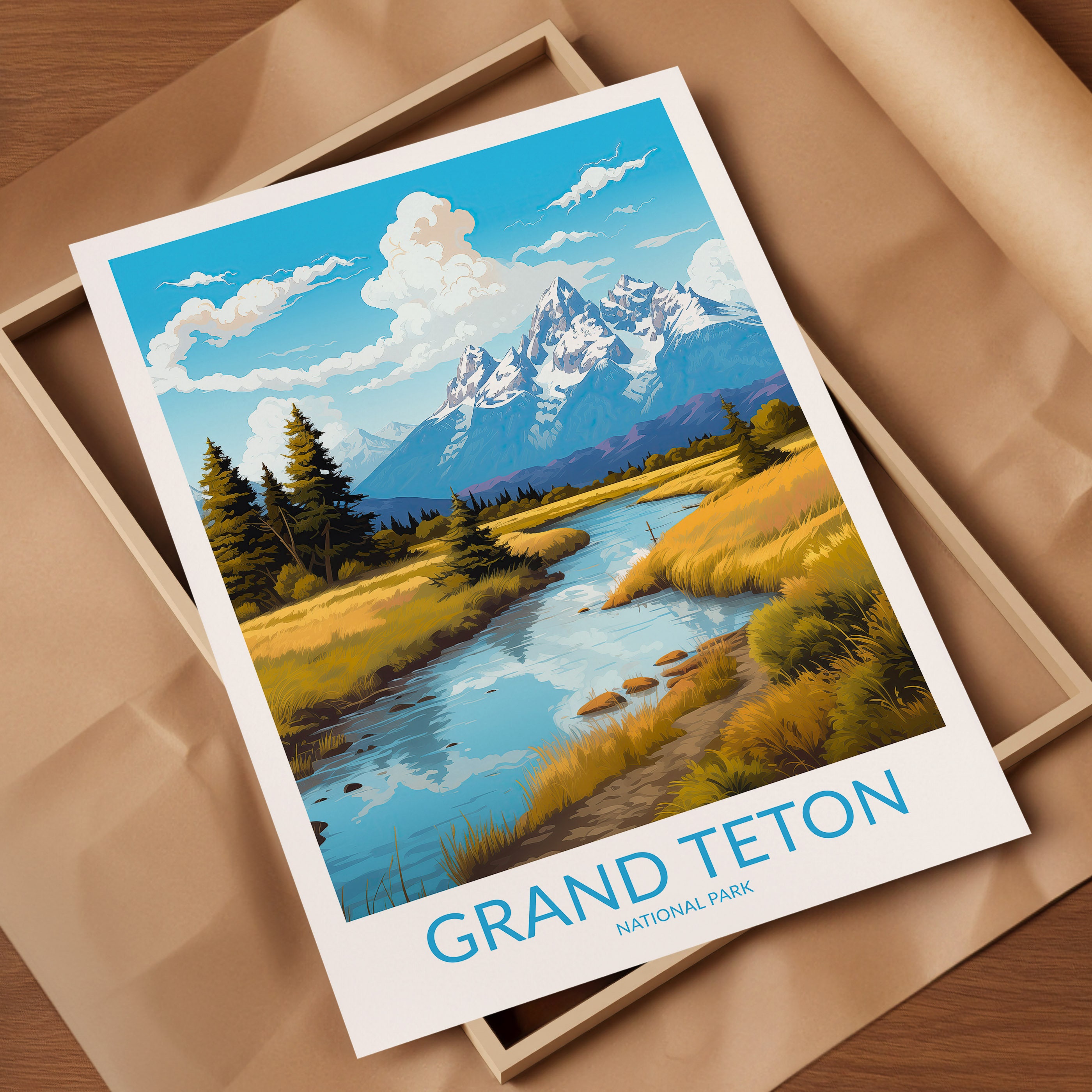 Grand Teton Print No 3, National Park Grand Teton Poster, Grand Teton ...
