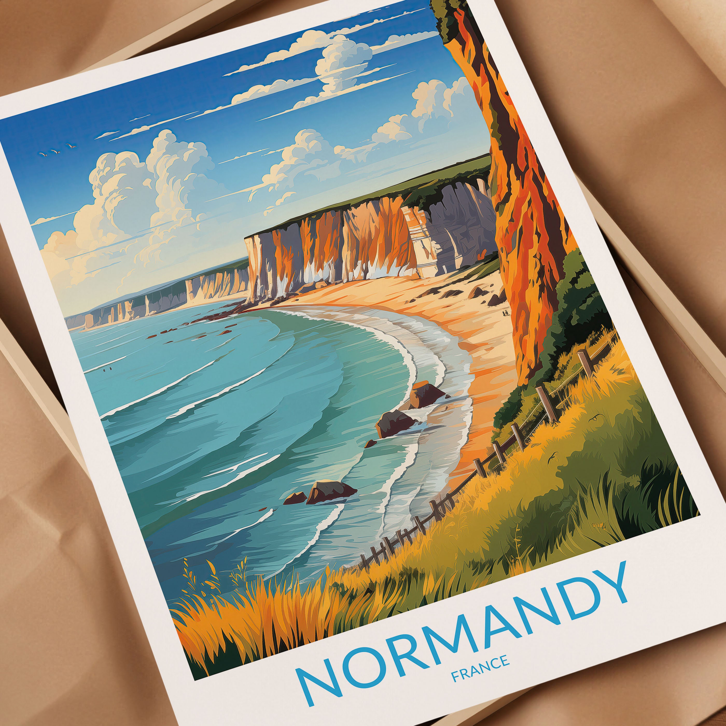 Normandy Print No 2, Normandy Poster, Normandy Wall Art, Normandy Art ...