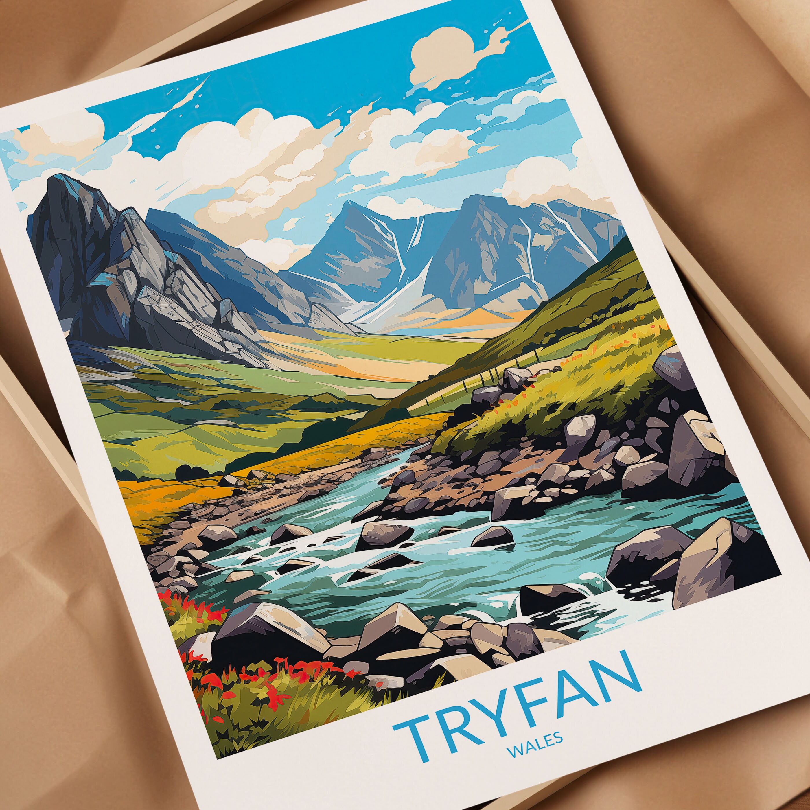 Tryfan Print No 2, Tryfan Poster, Tryfan Wall Art, Tryfan Art Print ...
