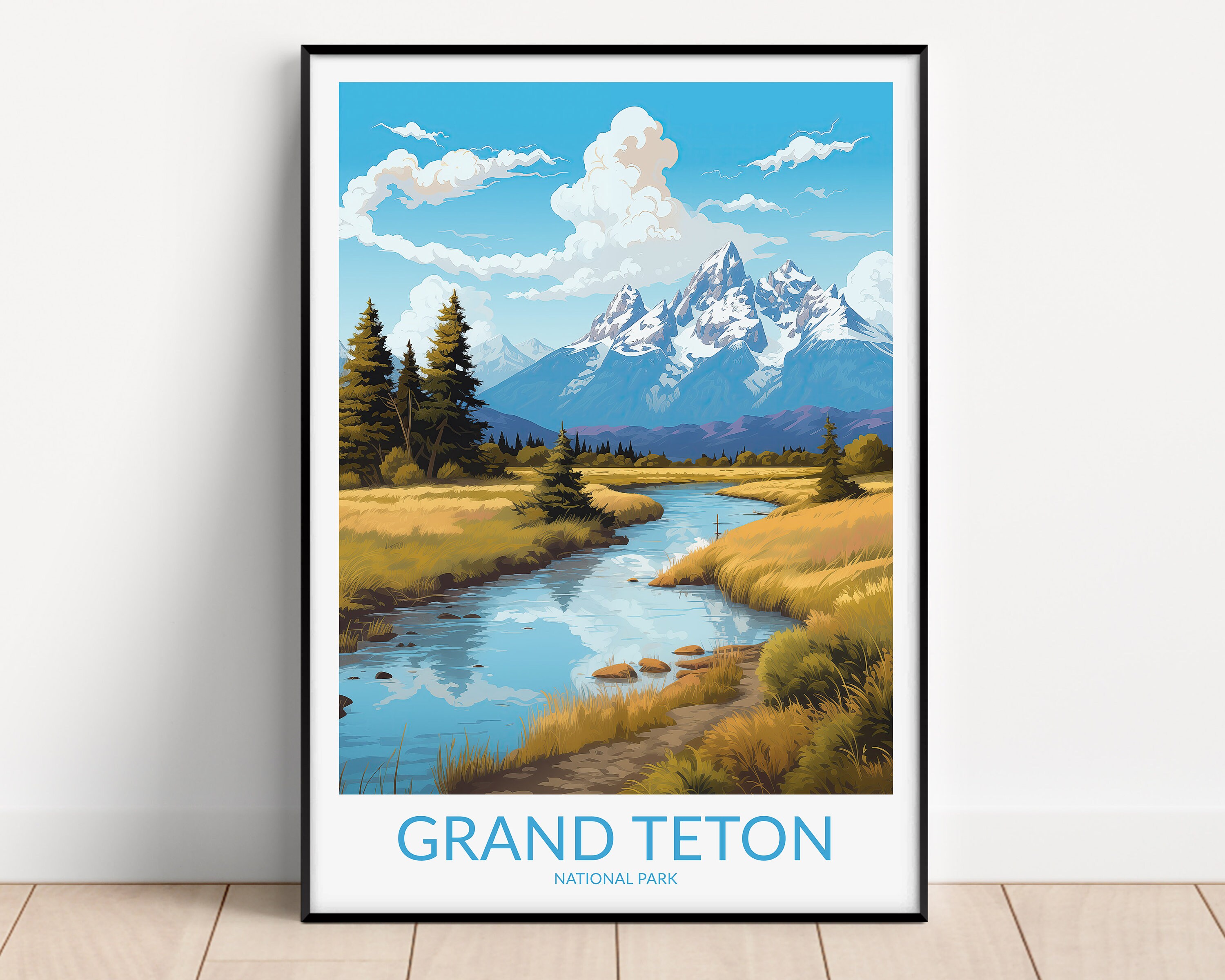 Grand Teton Print No 3, National Park Grand Teton Poster, Grand Teton ...