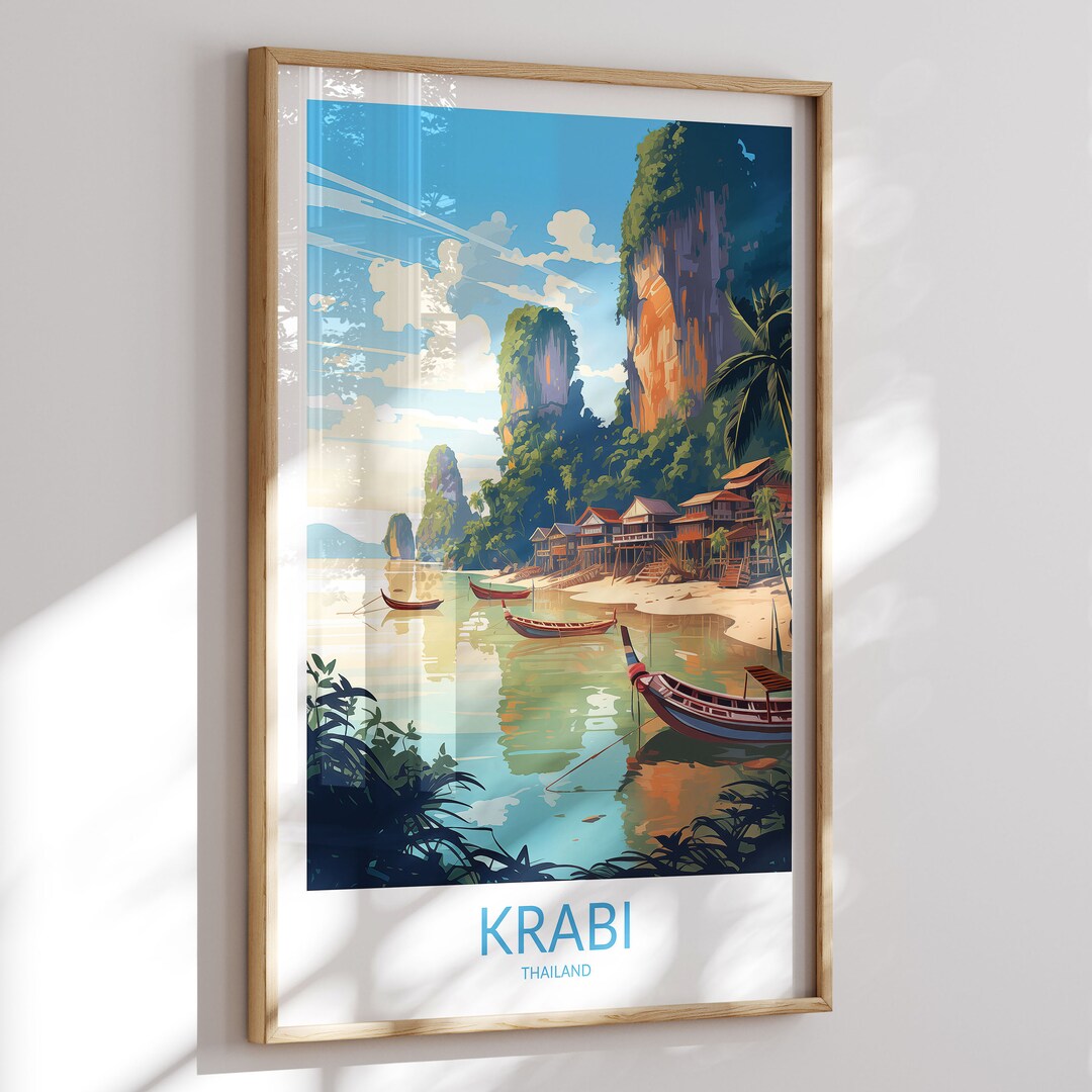 Krabi Print No 3, Krabi Poster, Krabi Wall Art, Krabi Art Print, Krabi ...